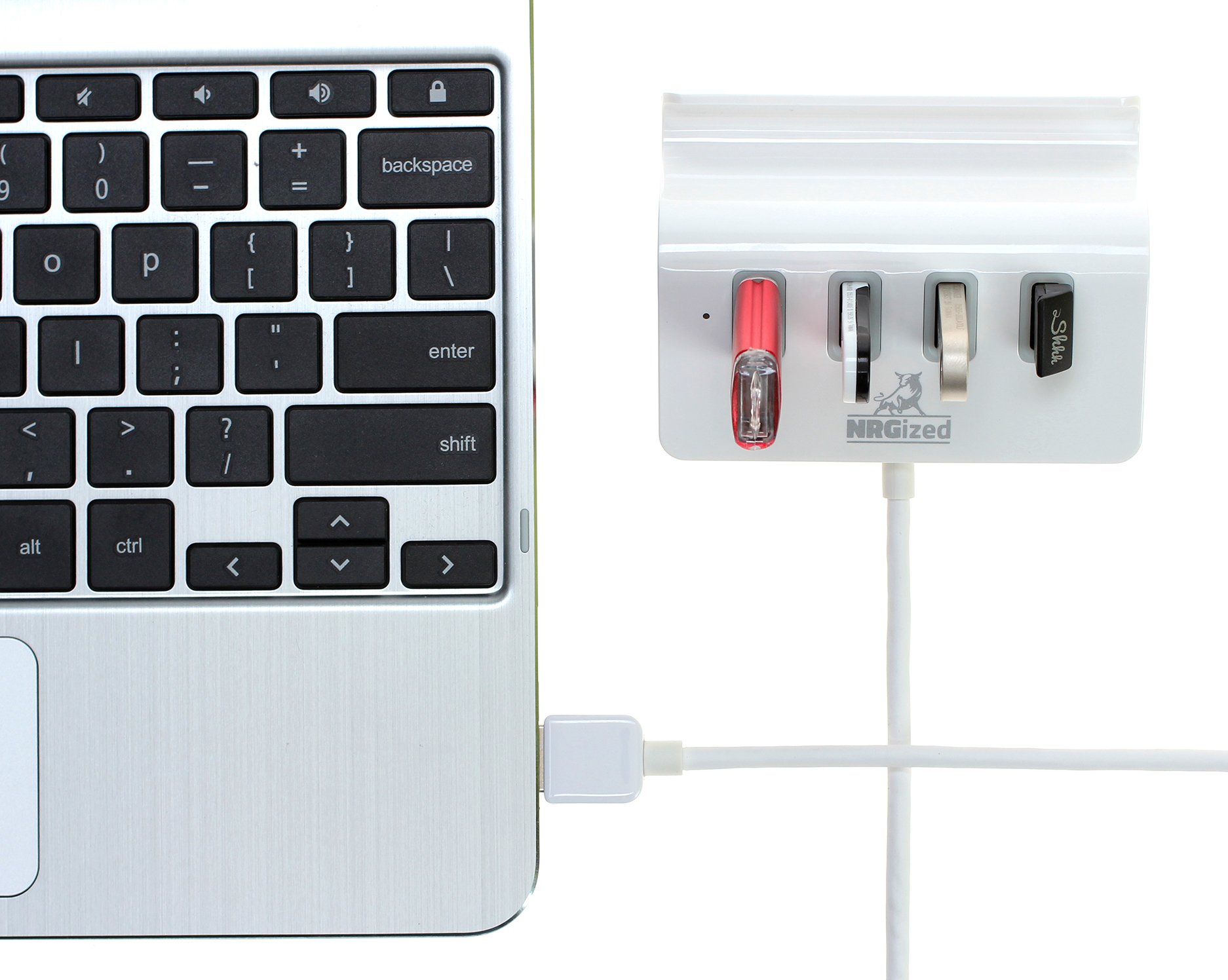 Artix M-325 USB 3.0 4-Port Portable Hub (NOT A Charger) with 2-Foot USB 3.0 Cable - 4-Port Hub with Stand (Silver)