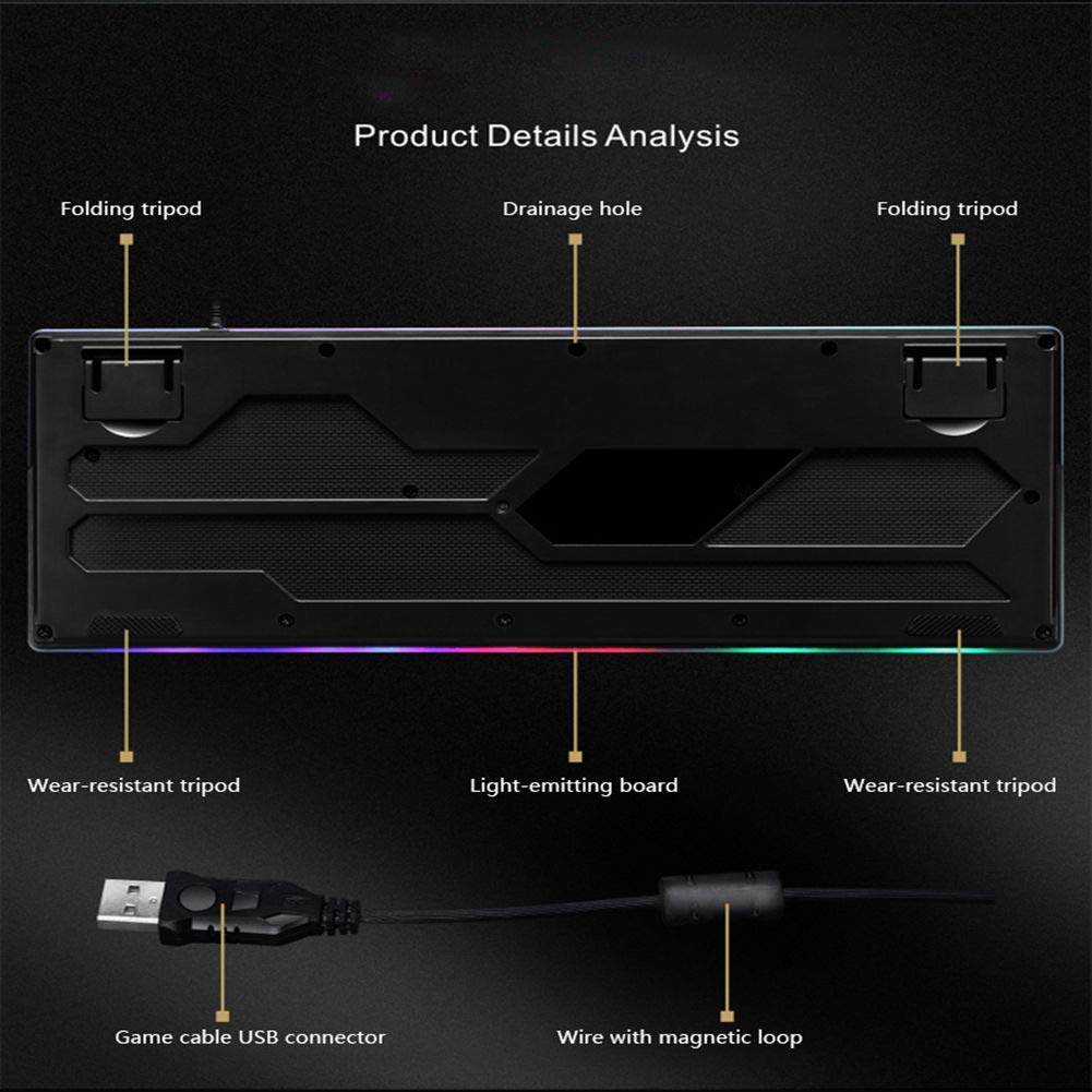 Limouyin 87Key Wired Gaming Keyboard with Crater Architecture, Portable Durable Keyboard Gaming Mechanical Ergonomic Computer Supplies GK10 LED Backlight for Desktop Laptop Universal Type, Black