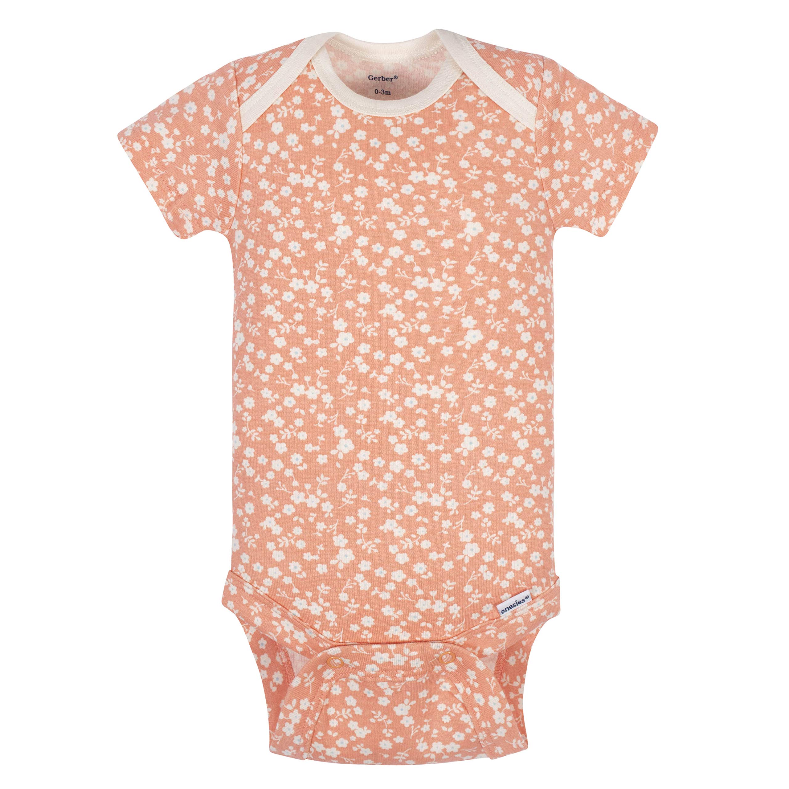Grow by Gerber Baby Girls 5-Pack Short-Sleeve Onesies Bodysuits, Orange/Yellow/Green/Ivory, 0-3 Months