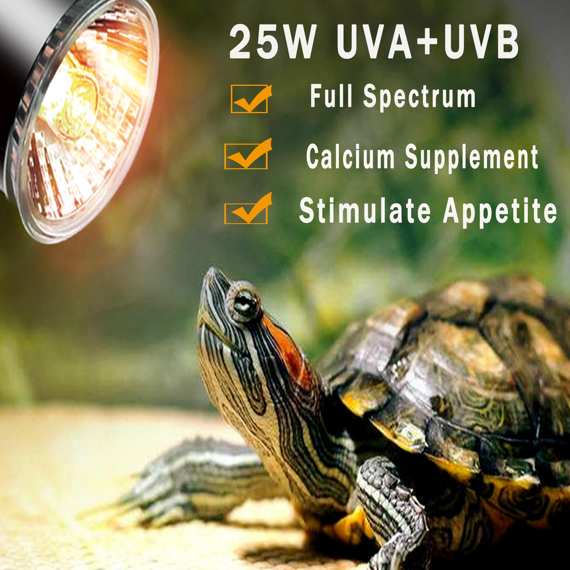 2 Pack Heat Lamp 25W,Basking Spot Simulated Natural Sunlight Heating Lamp Bulb, Heat Emitter UVA Heat Lamp Bulb for Reptile Chickens Pet Brooder Lizard Turtle