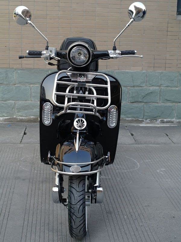 200cc Scooter, Automatic CVT Big Power Engine, Retro Style (Black)