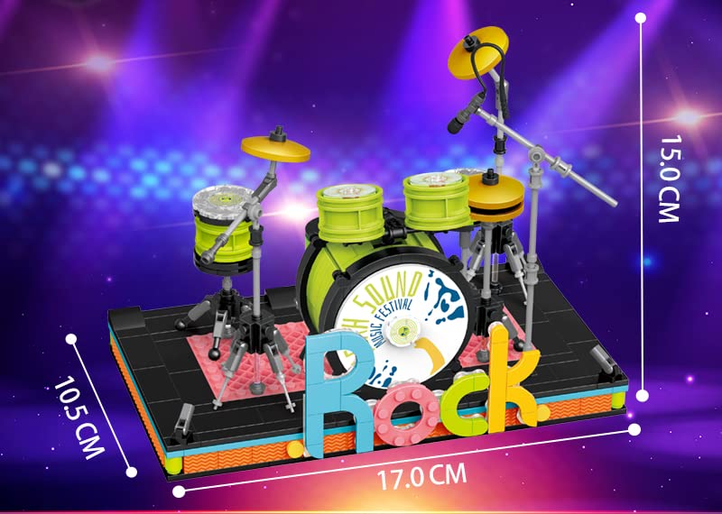 BDYDT Mini Blocks Music Stage Model Set,with Keyboard, Drums, Microphone, Guitar and Bass (1134Pieces) -Building Toys Gifts for Kid