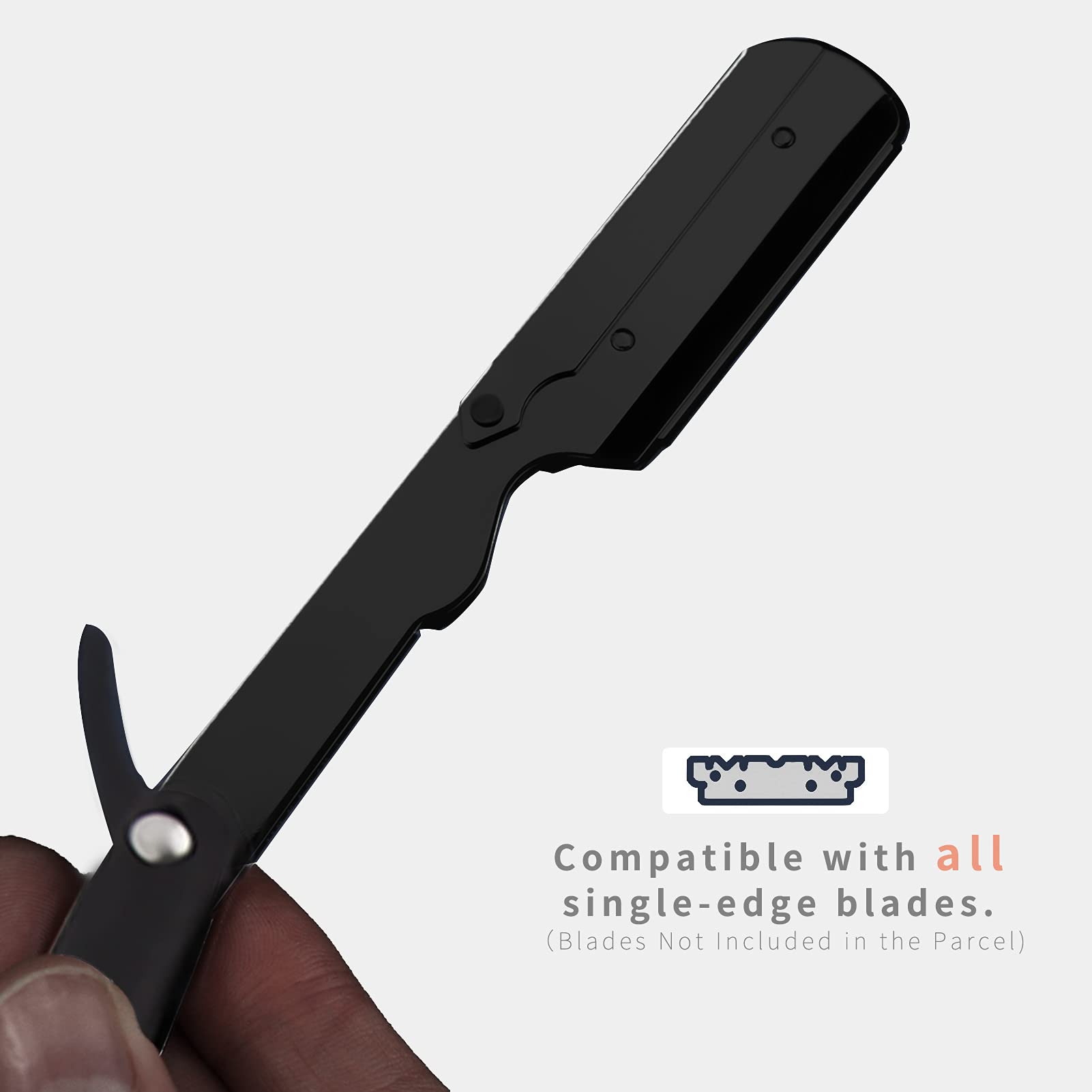 Straight Edge Barber Razor Professional Premium Salon Folding Men's Manual Shaver Cut Throat Black