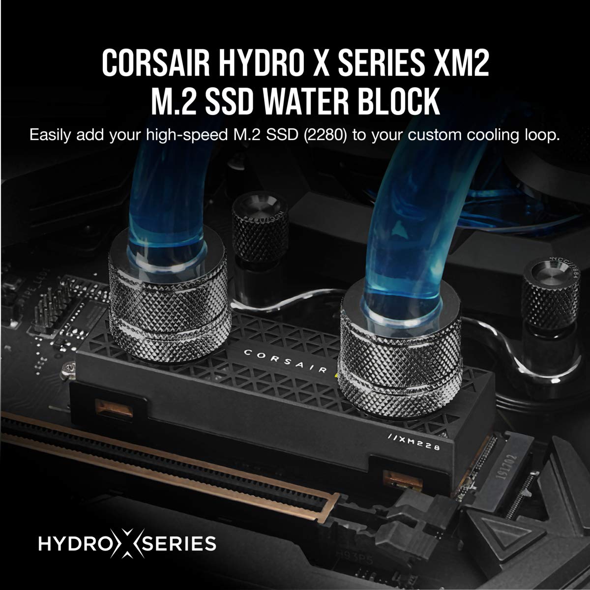 Corsair Hydro X Series XM2 M.2 SSD Water Block - Add Your M.2 SSD to a Custom Cooling Loop - Copper Cold Plate - Easy Installation, Black