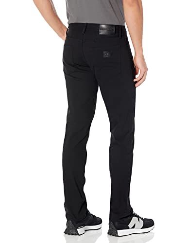 A|X ARMANI EXCHANGE Men's 5 Pocket Straight Denim, Dark Wash/Tobacco Stitching/Stretch Cotton, 31