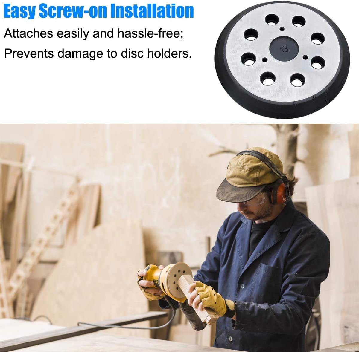 5 Inch Sander Replacement Pad with Metal Backing,Compatible with DeWalt OE# 151281-08,Fits DW421 DW423 DW4388 D26451 D26453 Porter Cable 343 382 Orbital Sander
