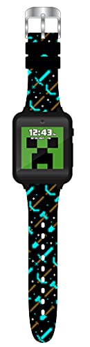 Accutime Minecraft Kids Black Educational Learning Touchscreen Smart Watch Toy for Girls, Boys, Toddlers - Selfie Cam, Learning Games, Alarm, Calculator, Pedometer & More (Model: MIN4081AZ)
