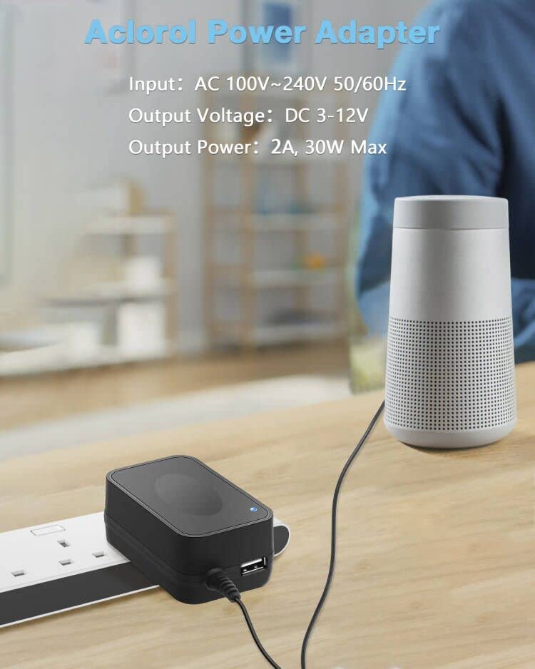 Aclorol Universal Power Adapter 30W 12V 9V 7.5V 6V 5V 4.5V 3V Adjustable Variable Power Supply AC/DC Adapter Converter Switching 100V-240V AC to DC 3V-12V with Polarity Converter & 14 Tips