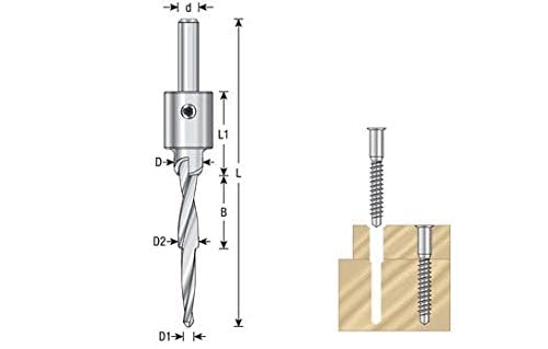Amana Tool - 55650 Rta Furniture Drill/Countersink Assembly 10mm Dia x 106mm Long x 7mm Sh