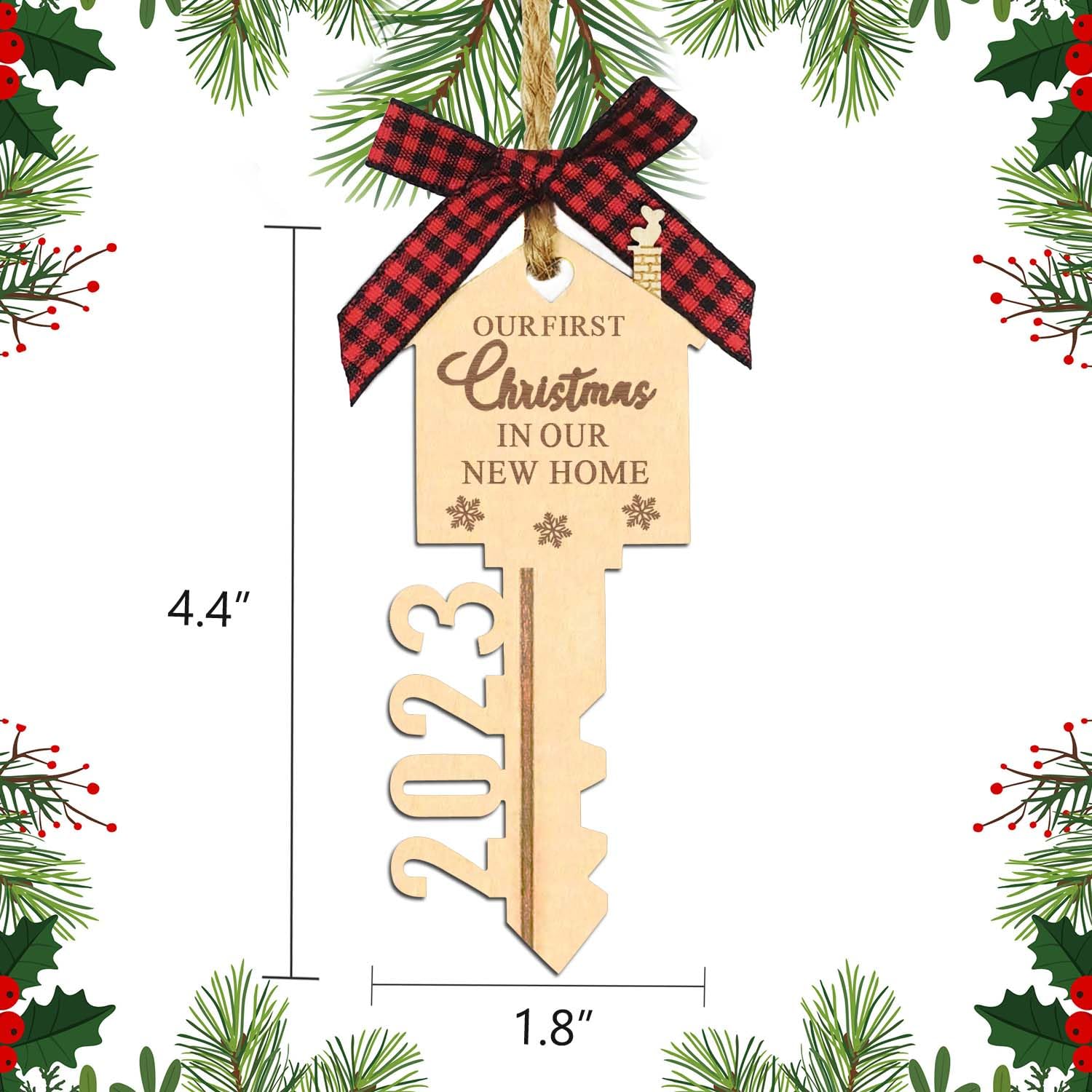 2 Pcs Home Sweet Home Key Wood Key Christmas Ornament 2023 Housewarming Gift for Christmas Tree Holiday Home Decoration
