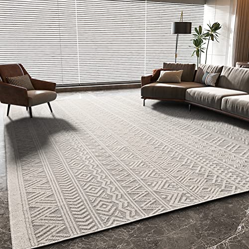 5x8 Area Rugs for Living Room Machine Washable Rug Woven Textured Neutral Boho Rug Ultra Soft Moroccan Carpet Ideal for Bedroom Dining Room Dorm Playroom Office, Bluish Grey
