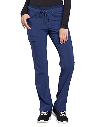 Cherokee Iflex Scrubs for Women, Drawstring Tapered Leg Scrub Pants CK010, L, Navy