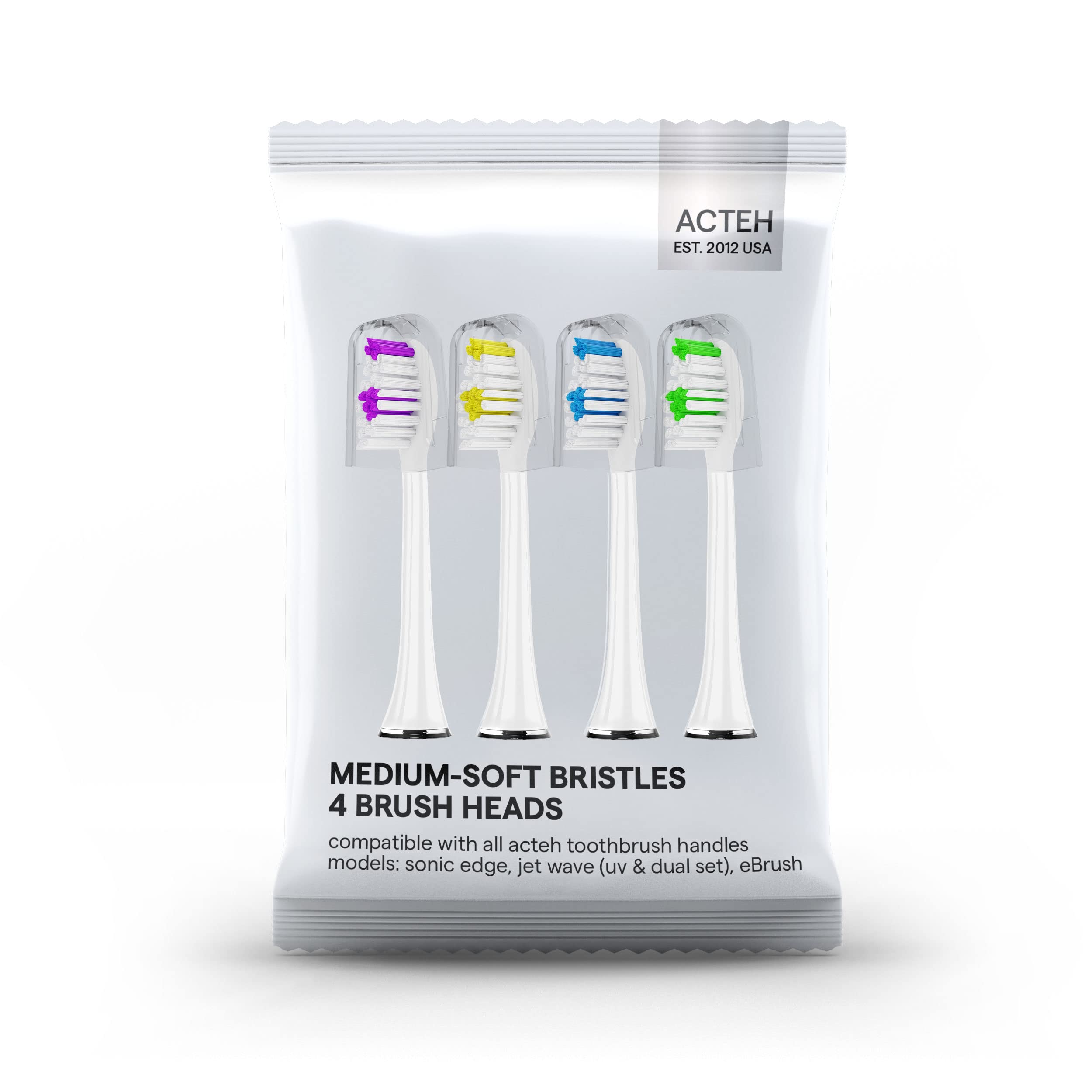 Acteh Toothbrush Heads for Sonic Edge, JetWave, JetUV and eBrush Toothbrush Models