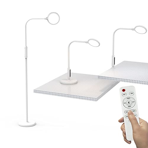 Syrinx 3 in 1 LED Floor Lamp, Desk Lamp, Clamp-on Lamp With Remote Control, 5 Brightness Levels & 5 Colors Temperatures, Dimmable, Adjustable Gooseneck Pole Lamp for Living Room Office Bedroom - White