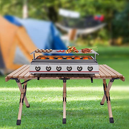 6 BBQ Stainless Steel Propane Gas Grill,Portable Tabletop Grill with Sear Side Burner,Non-stick Barbecue Grill for Patio Party Picnic 31.1 * 9.84 inches