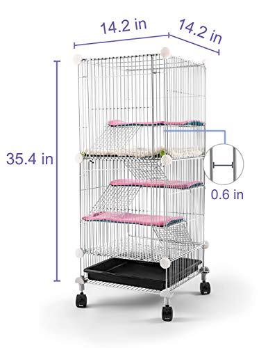 Pet Hutch Cages for Hamster, Rat or Other Small Animals Indoor, Expandable and Stackable, 14x14x28 in