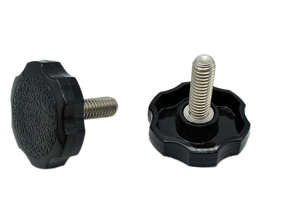LocEzy 1/4"-20 x 3/4" Thumb Screw Stainless Steel Standard/Coarse Threads Clamping Rosette Knobs Black - Made in The USA (4)
