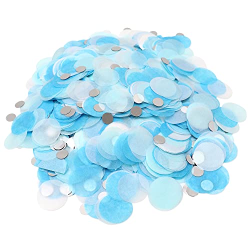 VCOSTORE Tissue Paper Confetti Circles - Round Paper Confetti Dots,Large Table Confetti for Birthday Wedding Party Decoration and Gift Box decoration, 5000 pieces - Blue White & Sliver Confetti
