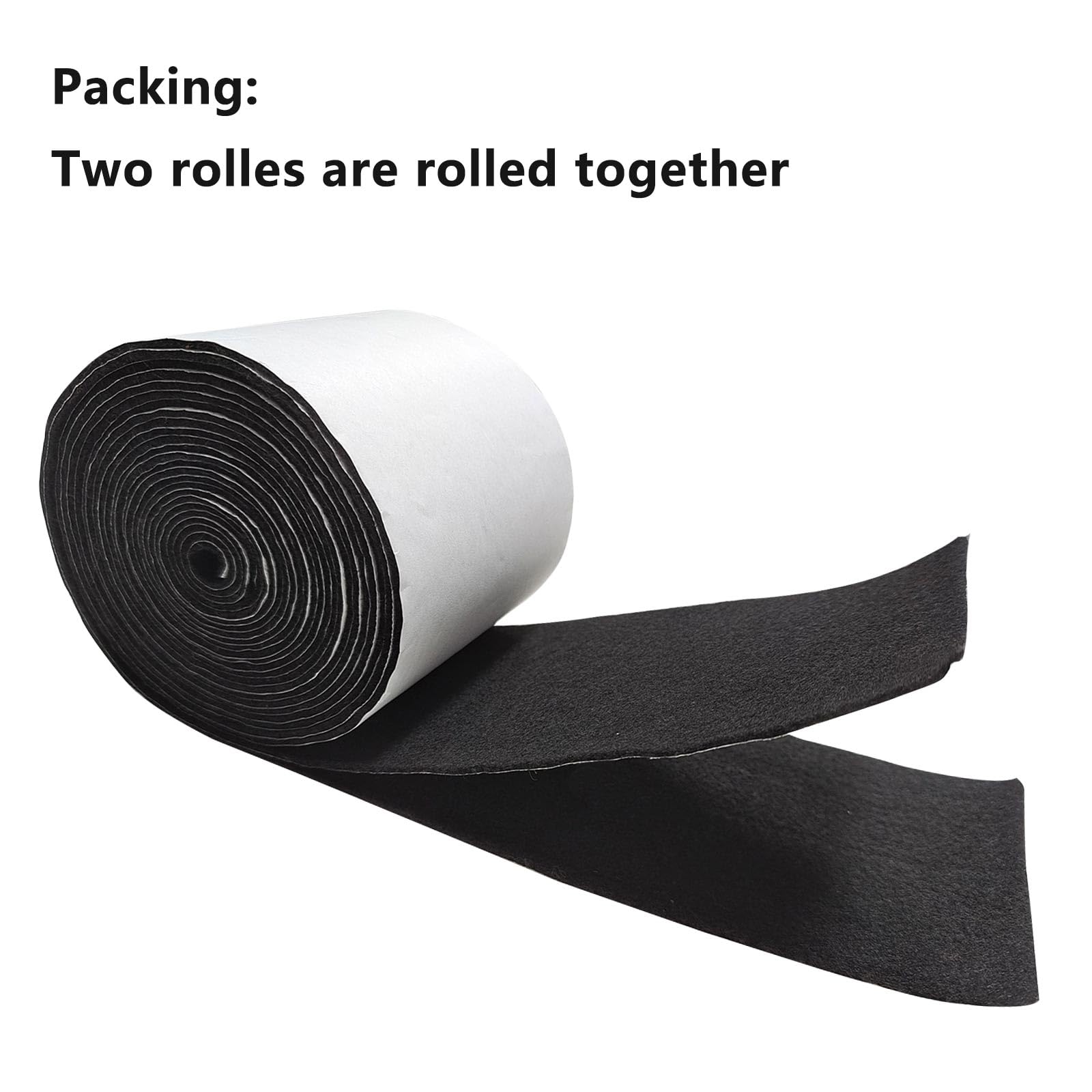 2 Rolls Adhesive Felt, 4" x 98.4" Self Adhesive Felt Roll for Crafts, Felt Strip with Adhesive Backing, Large Size Thin Felt Pads with Adhesive (Black)