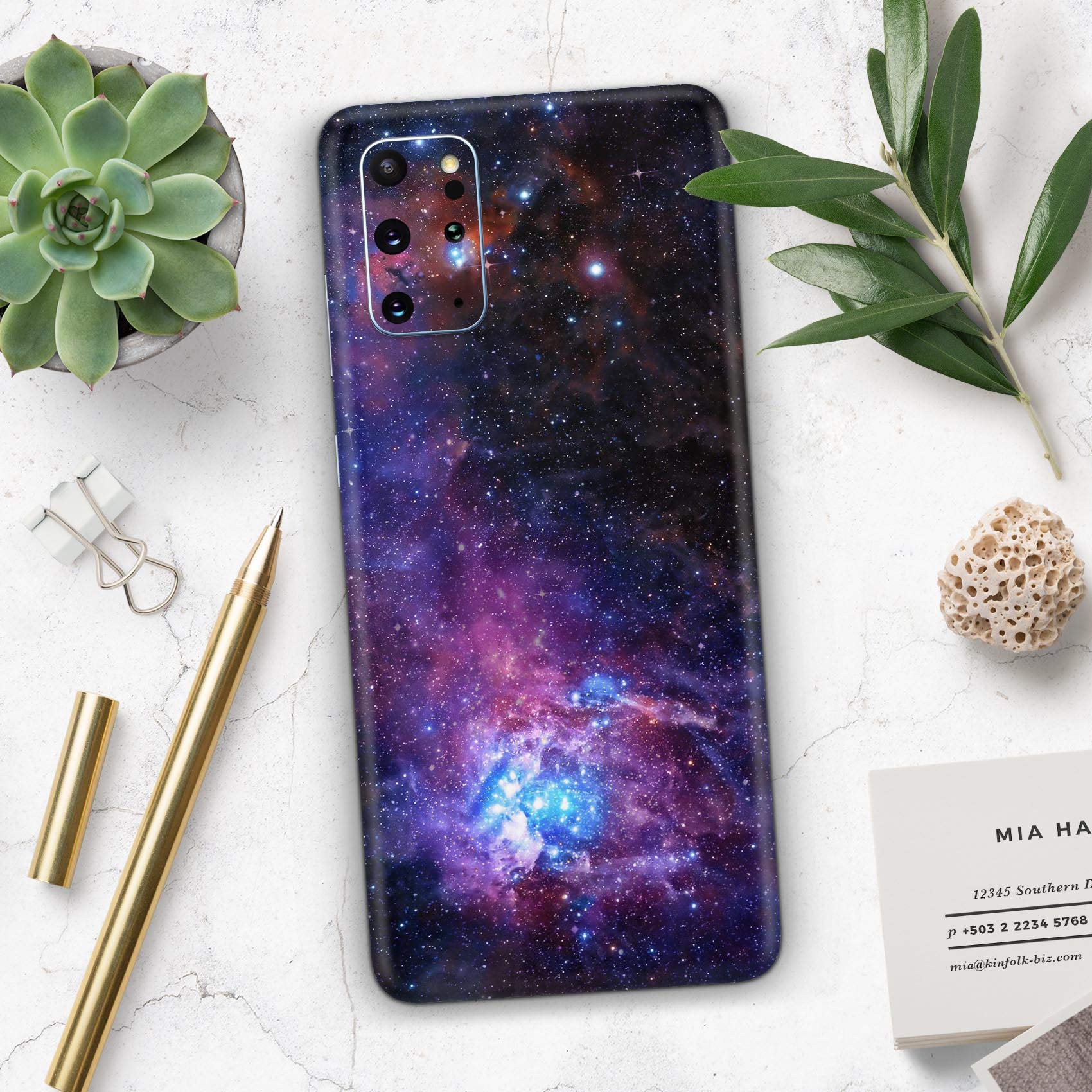 DesignSkinz Glowing Deep Space Protective Vinyl Decal Wrap Skin Cover Compatible with The Samsung Galaxy S20 (Screen Trim & Back Glass Skin)
