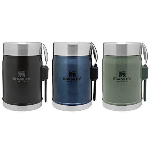 Stanley Classic Legendary Food Jar 0.4L Nightfall with Spork β BPA Free Stainless Steel Soup Flask - Keeps Cold or Hot for 7 Hours - Leakproof - Dishwasher Safe