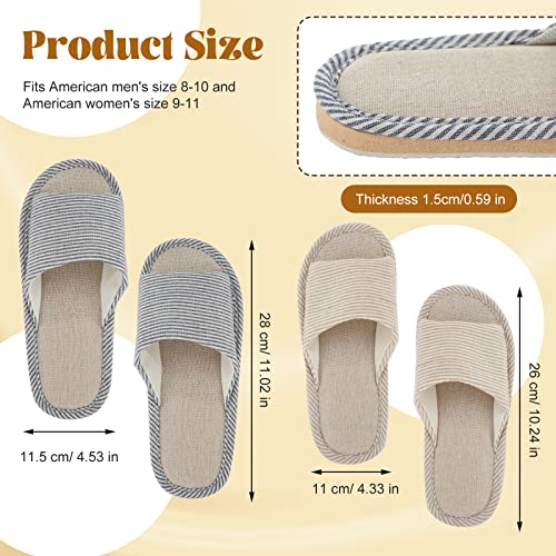 8 Pairs Disposable House Slipper for Guests Open Toe Breathable Slippers Spa Slippers Comfortable Indoor Home Slippers (Red, Beige, Navy, Coffee, Pinstripe)