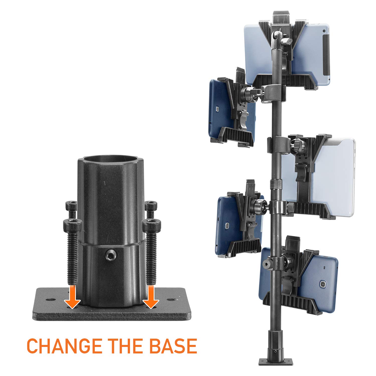 iBOLT TabDock Point of Purchase/POS Clamp Stand/Mount - with 5 Tablet Holders Perfect for Multiple delivery Applications (DoorDash, Uber eats, Postmates, etc.) Fits 7 to 10 inch Tablets
