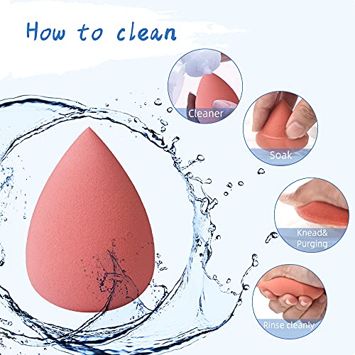 COSTICA 5 Pcs Makeup Sponge Set, Latex Free Beauty Blender, Foundation Blending Beauty Sponge with a Storage Box, Flawless for Liquid, Cream, and Powder(White Pink)