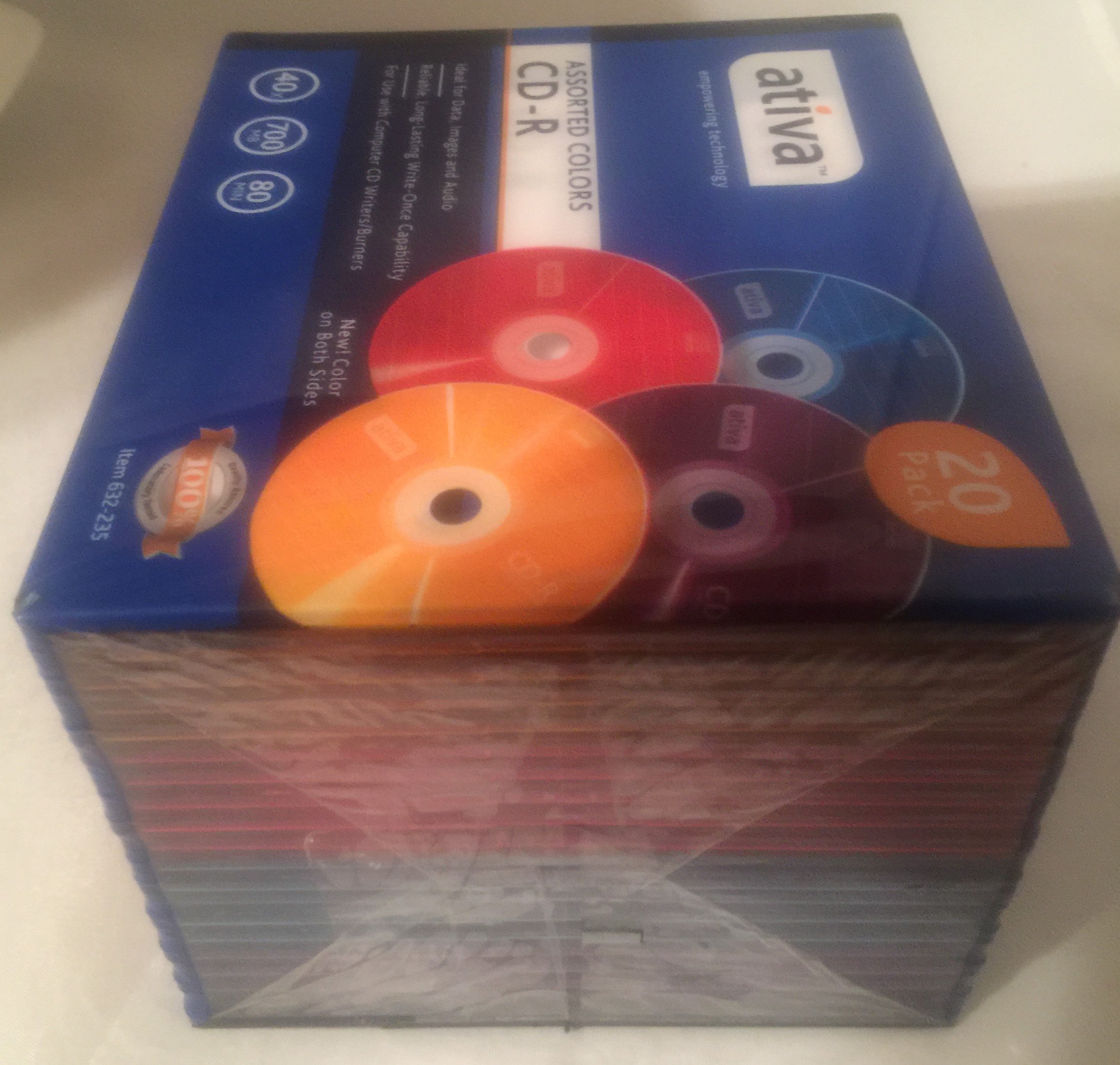 Ativa Assorted Colors CD-R 40x 700mb 80 min w/Jewel cases 20 pack