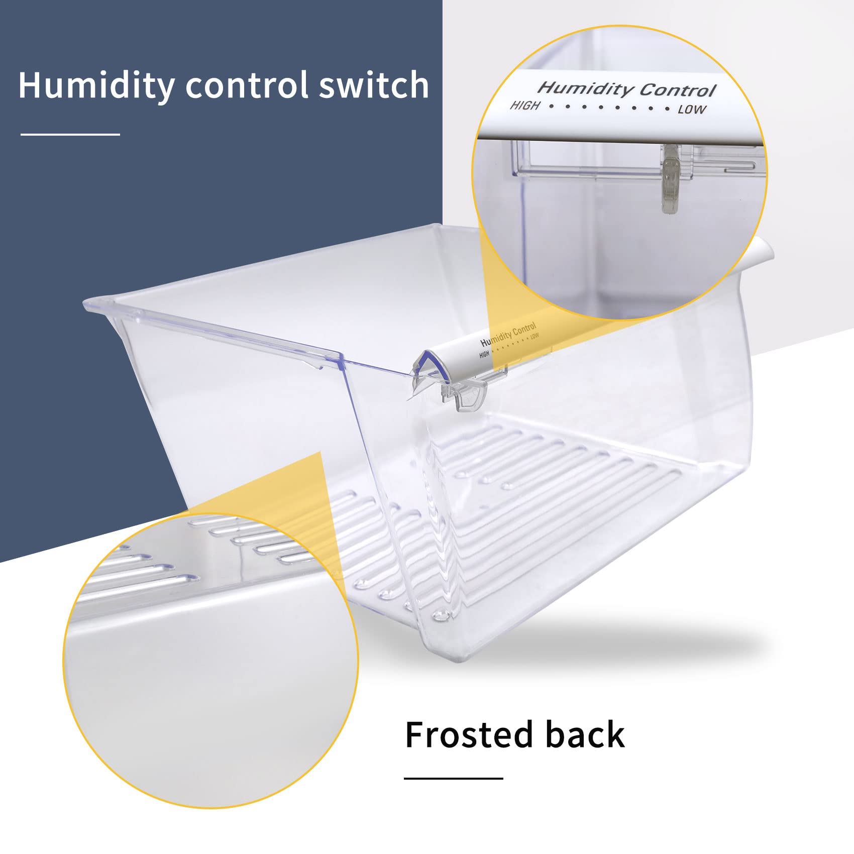 2188656 Refrigerator Replacement Drawers with Humidity Control, Width 16.41 in Compatible whirlpool Kenmore Refrigerator,UPPER bin of refrigerator,Part Numbers:AP6006055,2174108A,2174108-D