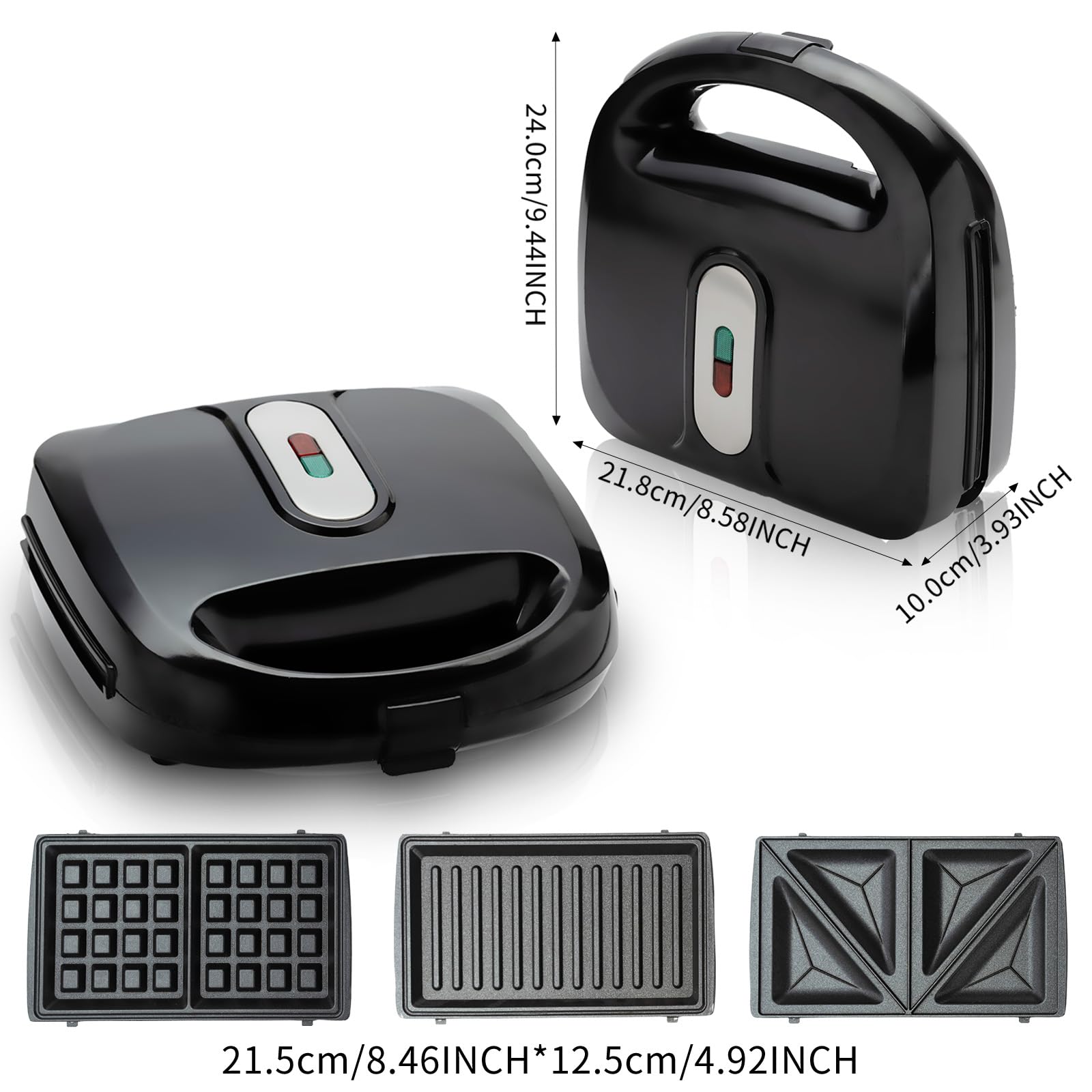AAYUJUP Waffle Iron Sandwich Maker:3 In 1 Mini Waffle Maker With Removable Plates Waffle Irons Non-Stick Waffle Cone Maker Waffle Machine For Waffle Grill Sandwich