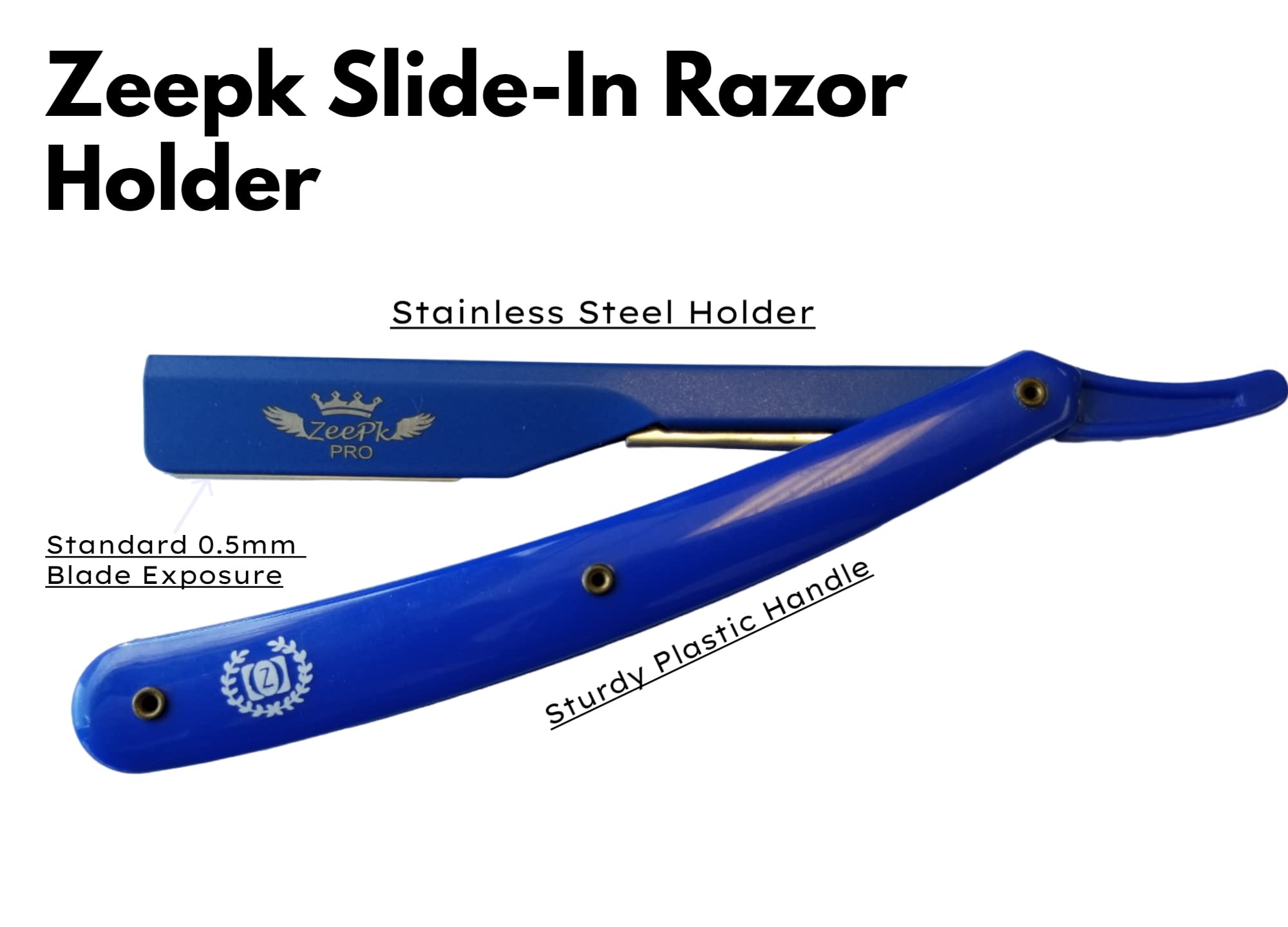 Barbero Cuchilla Barber Razor Navaja Straight Clean Shave Free Blades Salon Shaving Classic Stainless Steel (Blue Razor Holder)