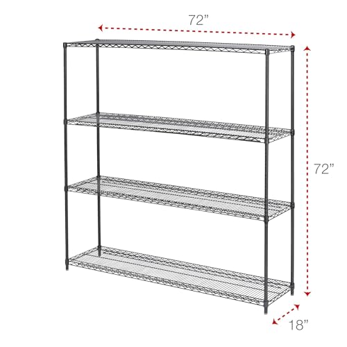 Alera ALESW207218BA BA Plus 72 in. x 18 in. x 72 in. 4-Shelf Wire Shelving Kit - Black Anthracite Plus