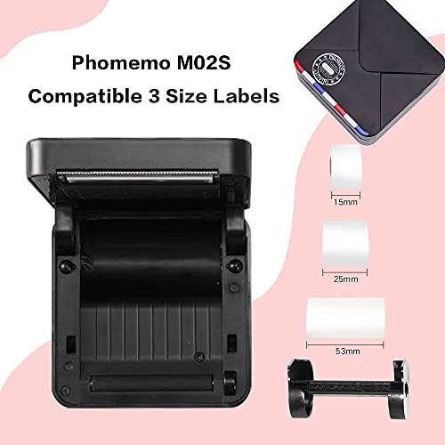 Phomemo M02S Mini Thermal Printer- Bluetooth Photo Printer with 3 Rolls Transparent Sticker Paper, Compatible with iOS + Android for Plan Journal, Study Notes, Art Creation, Work, Gift, Black