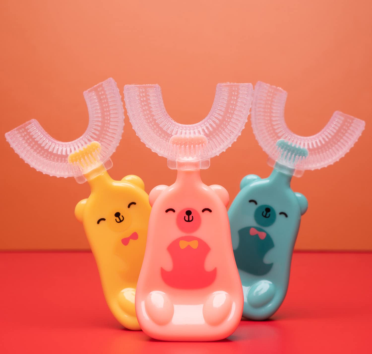 3 Pack U-Shaped Toothbrush Kids β 360 Toddler Toothbrush for Kids Age 2-8 Years Old β Cute Kids Toothbrushes β Silicone Toothbrush with Double-Layered Bristles for Deep Dental Cleaning