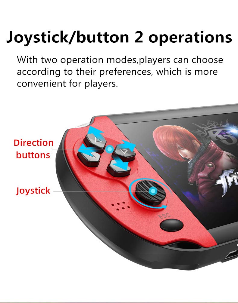 4.3 inch Dual Joystick Color Video Game Console Built-in 3000 Games Support Arcade CPS/gba/gbc/gb/SFC/fc/sega Video Music AV Out Rechargeable Lithium Battery (Blue)