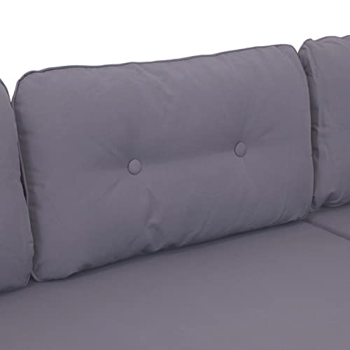 Sunnydaze Longford Outdoor Patio Sectional Sofa Set - Backyard Resin Rattan Chaise Lounge Furniture with Coffee Table and Thick Cushions - Conversation Set - Charcoal Cushions