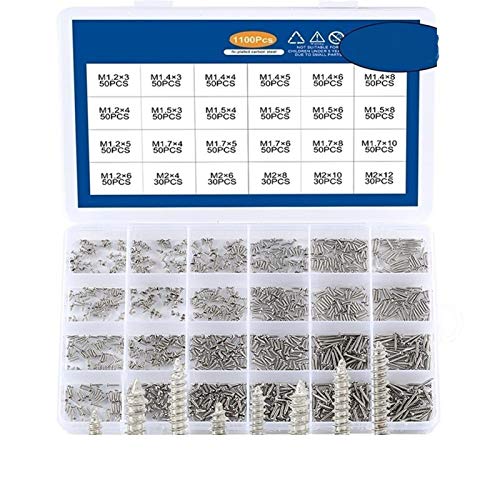 LXBO-FF 1100pcs Round Pan Head Tapping Screws Set M1.2 M1.4 M1.5 M1.7 M2 Mini Screw Laptop Computer Screw Cross Screw Kit (Color : DN PA)