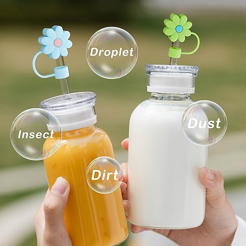 5PCS Straw Cover Cap for Stanley Cup, Flower Straw Topper for Stanley 30&40 Oz Tumbler with Handle, 10mm Silicone Cute Drinking Straw Tip Covers for Christmas Gifts. (5PCS Flower)
