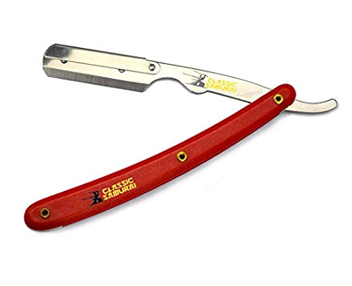 Classic Samurai CS-101 Red Stainless Steel Professional Barber Straight Edge Razor with 15 Astra Double Edge Razor Blades