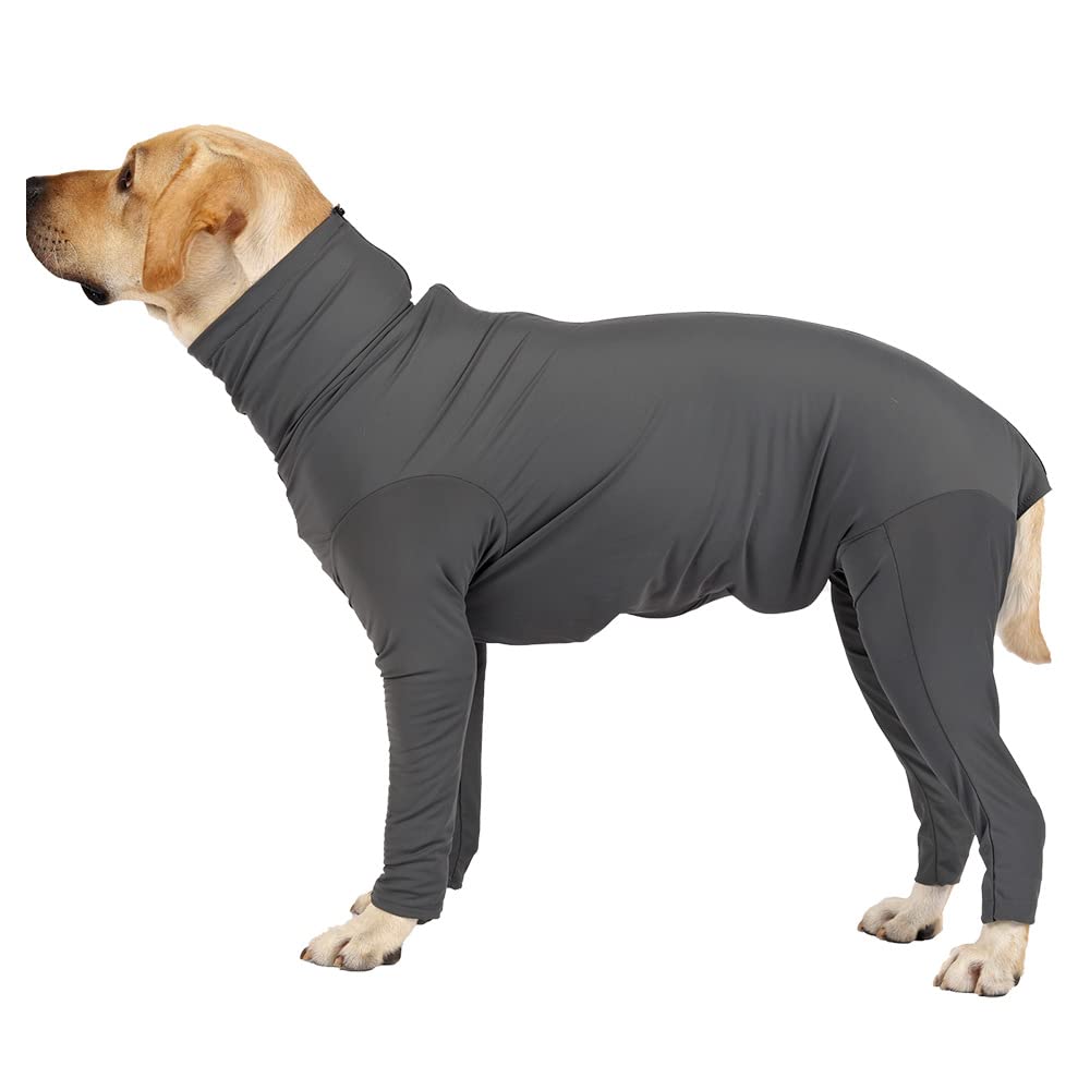 HDKUW Dog Recovery Suit, Dog Shedding Suit Onesie, After Surgery Dog Shirt, E Collar Alternative Anxiety Calming Shirt for Dog Gray XL