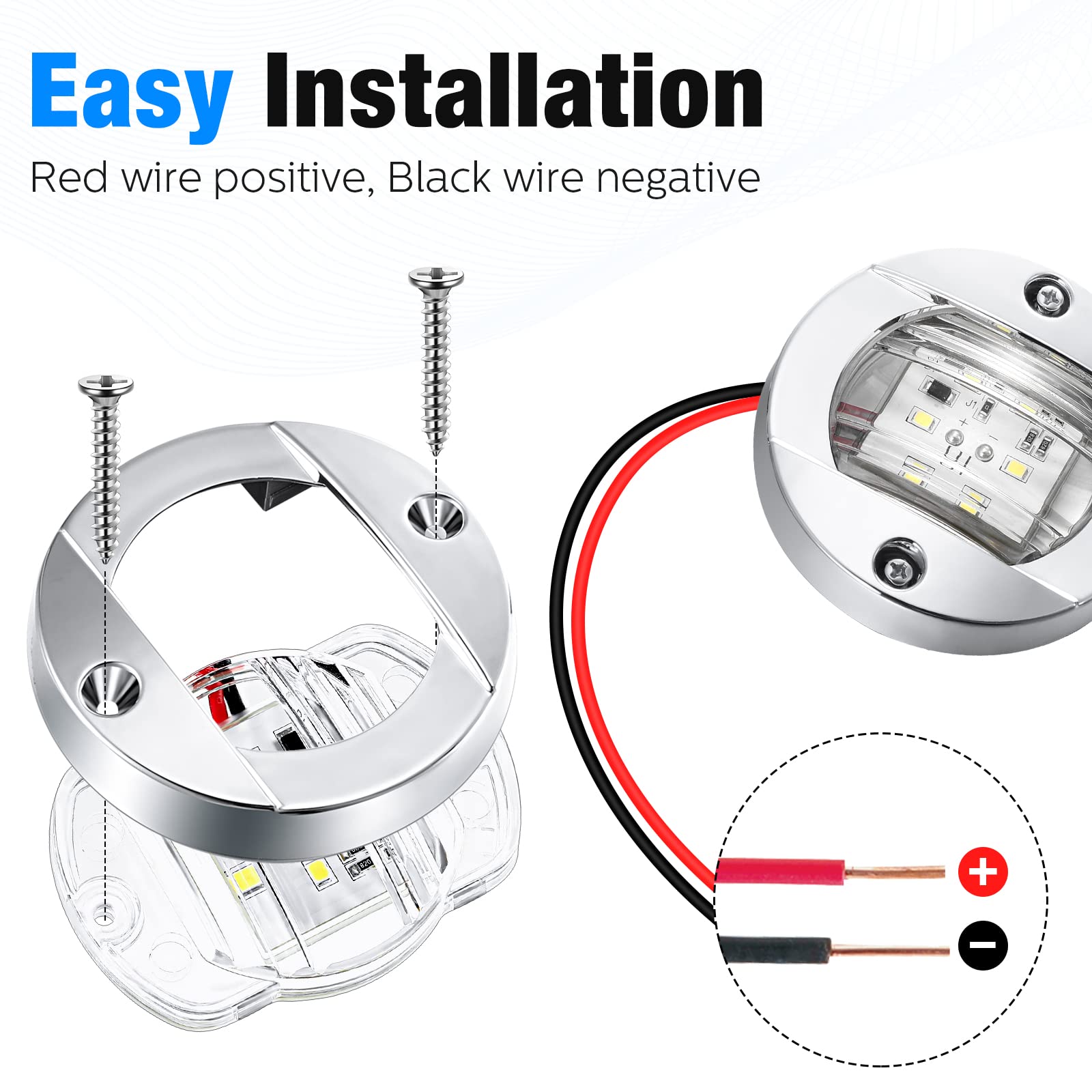20 Pcs Marine Boat Interior Lights 12V 3 Inch Round LED Boat Deck Courtesy Light Waterproof Navigation Lights 6 LED Transom Mount Stern Anchor Light Surface Mount (White)