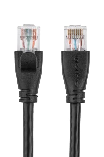 Amazon Basics RJ45 Cat-6 Ethernet Patch Cable, 1Gpbs Transfer Speed, Gold-Plated Connectors, 50 Foot for PC, TV, Tablet, Router, Printer, Black
