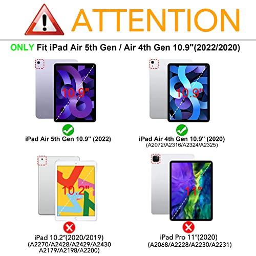 Hepix iPad Air 5th 4th Generation Case 2022 2020 Constellation, iPad 10.9 inch Case with Pencil Holder, Case for iPad Air 5/4 Case, Auto Sleep/Wake, Moon Star Space Trifold iPad 10.9 Cover, Black