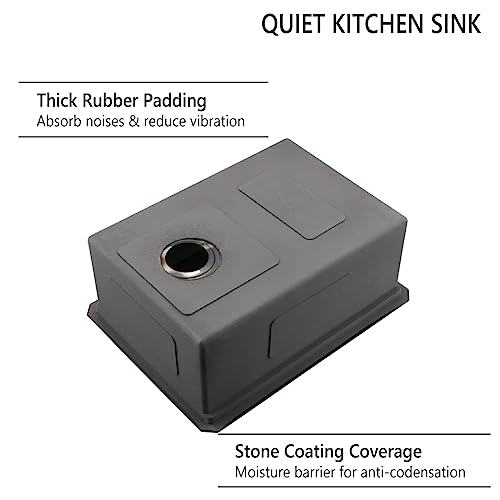 25 Inch Undermount Workstation Kitchen Sink, Gabhar Black Stainless Steel Kitchen Sink with Offset Drain