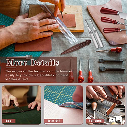 8 Pieces Leather Knife Set, Including Leather Edge Beveler Leather Groover Leather Cutter Wood Leathercraft Edge Slicker Burnisher Leather Crafting Tools Skiving Knife Leathercraft Accessories