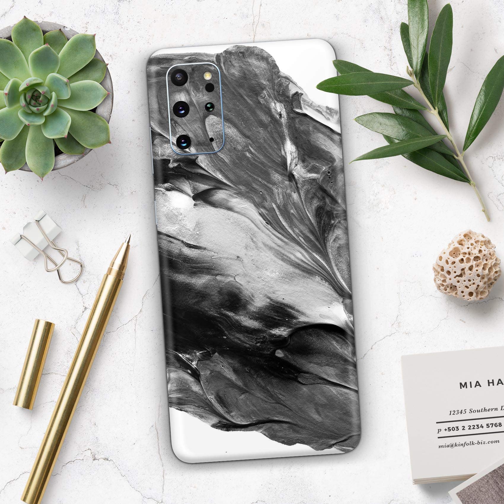 DesignSkinz Liquid Abstract Paint V53 Protective Vinyl Decal Wrap Skin Cover Compatible with The Samsung Galaxy S20 (Screen Trim & Back Glass Skin)
