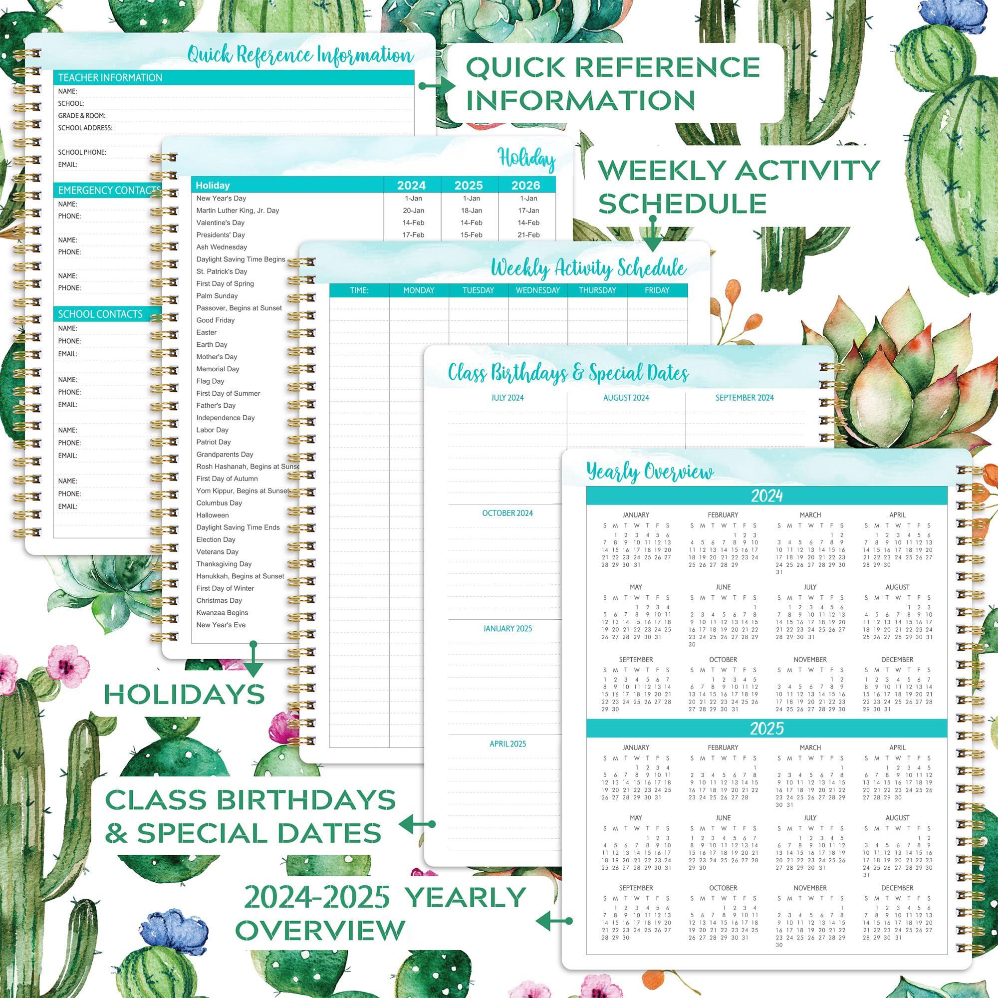 2024-2025 Teacher Planner - Lesson Planner 2024-2025 from Jul 2024 - Jun 2025, 8'' x 10'', Lesson Plan Book, Weekly & Monthly Lesson Planner with Quotes