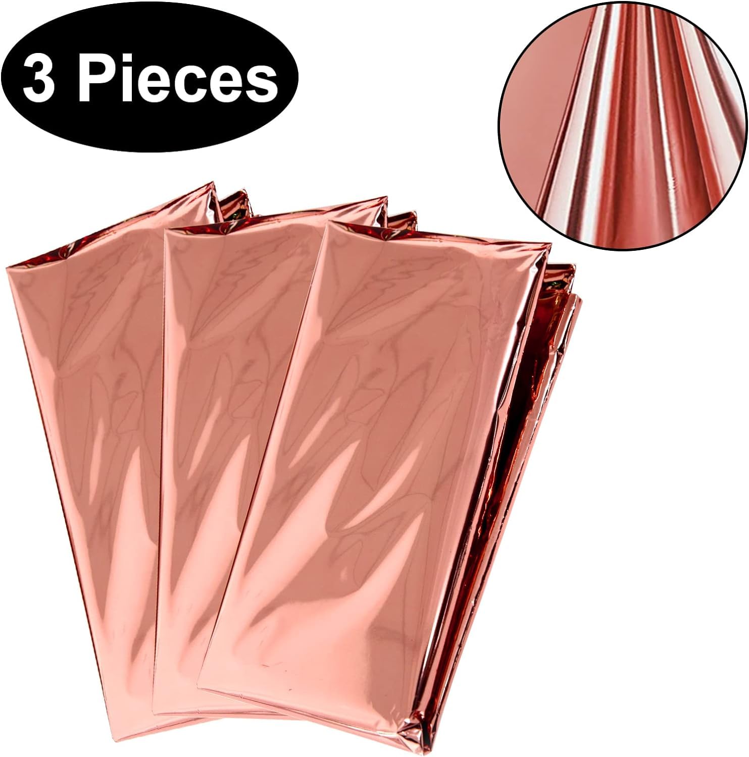3 PCS Rose Gold Tablecloth, Rectangle Rose Gold Table Cloths for Parties, Metallic Tablecloths Plastic Pink Table Cover, Birthday Wedding Valentine's Day Bachelorette Party Supplies, 54 x 108 Inch