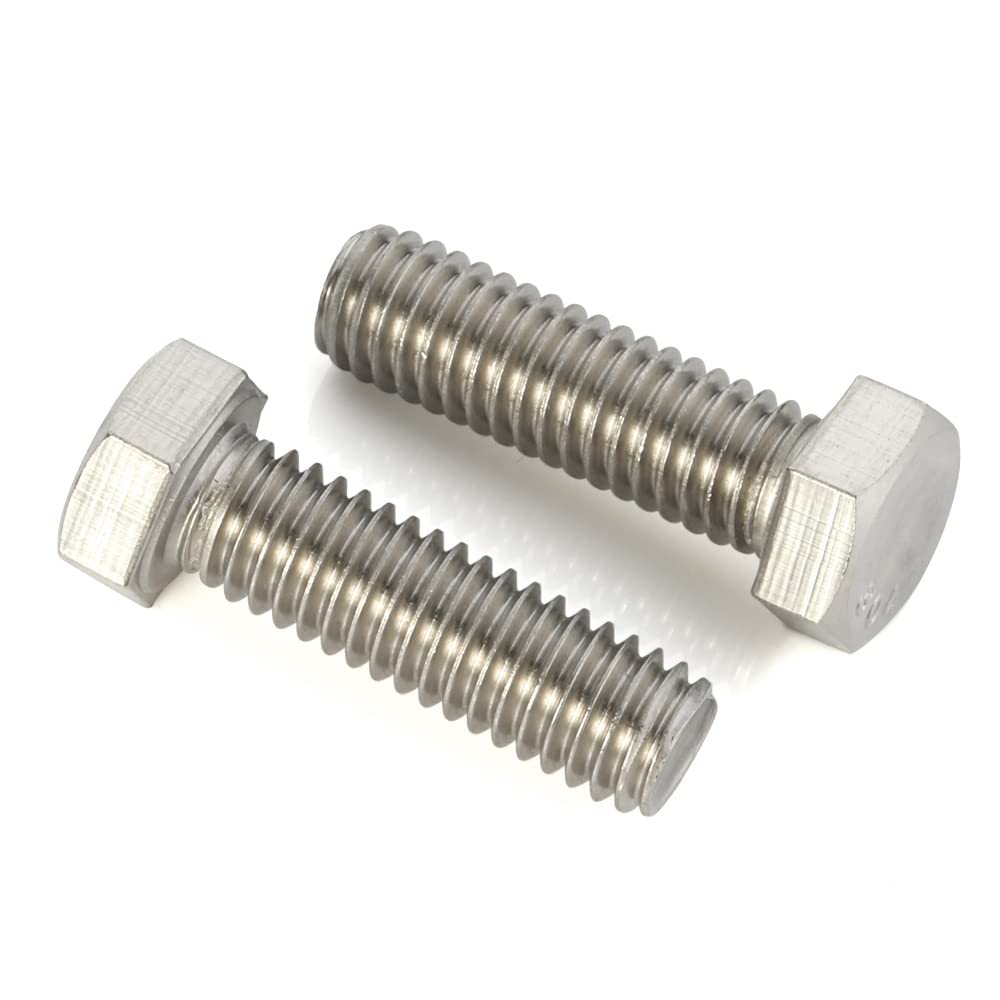 M8-1.25 x 25mm Hex Head Bolts Hexagon Screws, 304 Stainless Steel 18-8, Plain Finish, Fully Threaded, 25 PCS